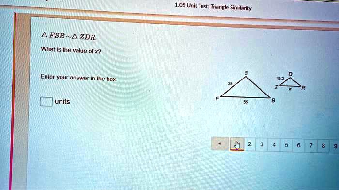 105 unit test triangle similarity fsb a zdr what the value of x entor ...
