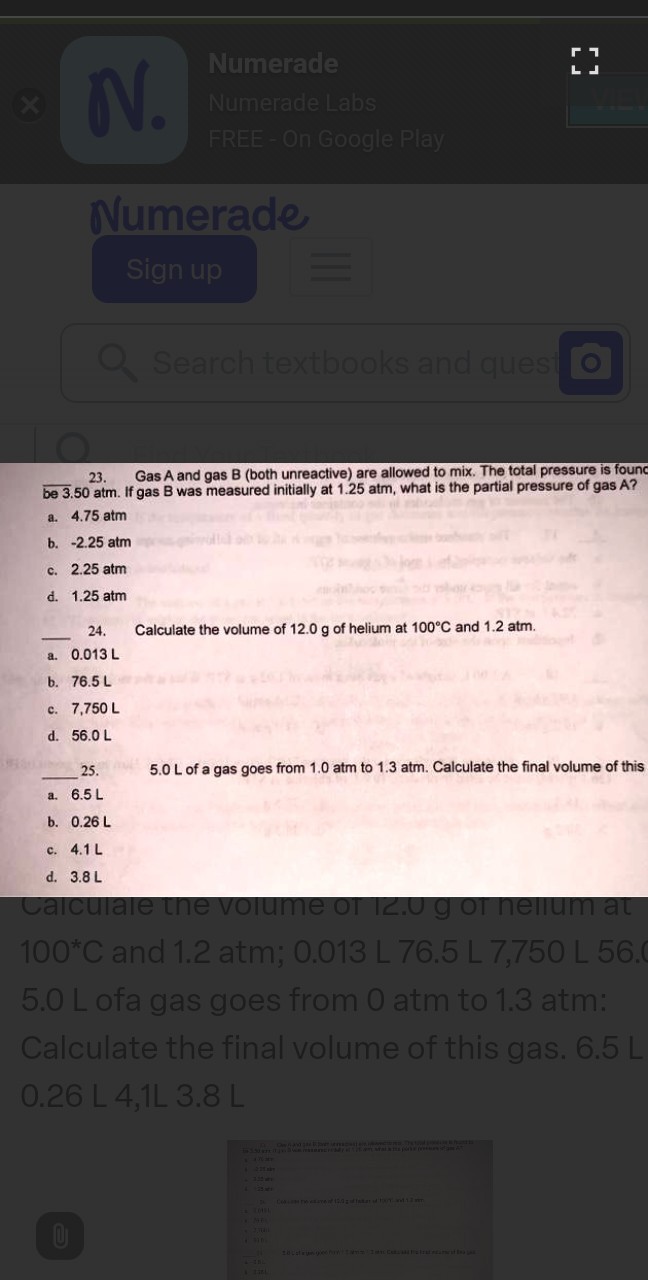 Numerade Numerade Labs FREE - On Google Play 23. Gas A and gas B (both unreactive) are allowed ...