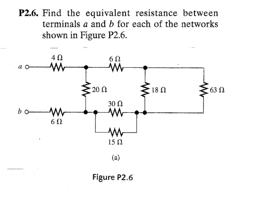 P2.6. Find the equivalent resistance between terminals a and b for each ...