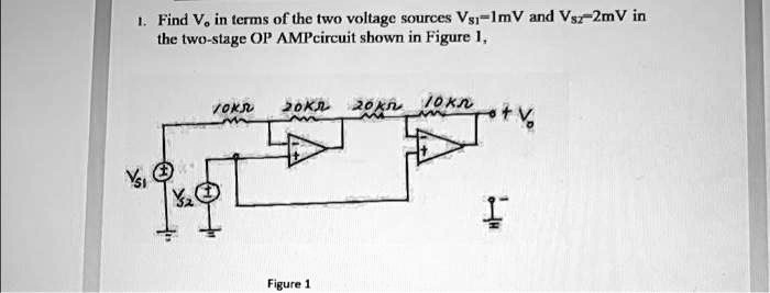 SOLVED: 1.Find V.in terms of the two voltage sources Vsi-1mV and Vsz-2mV in the two-stage OP ...