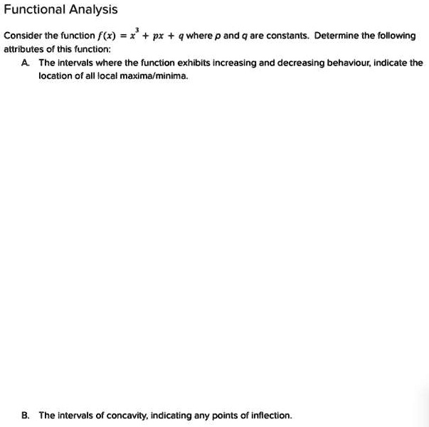 SOLVED: Functional Analysis Consider Ihe functlon f (x) = * px + q where p and 9 are constants ...