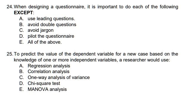 24when designing questionnaire it is important to do each of the ...