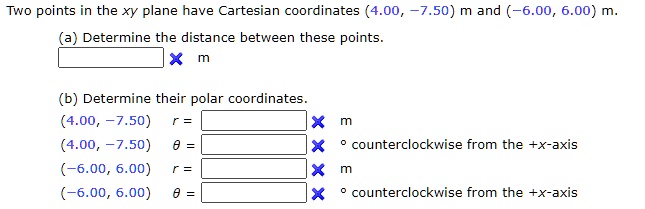 SOLVED: Two points in the xy plane have Cartesian coordinates (4.00, 7. ...