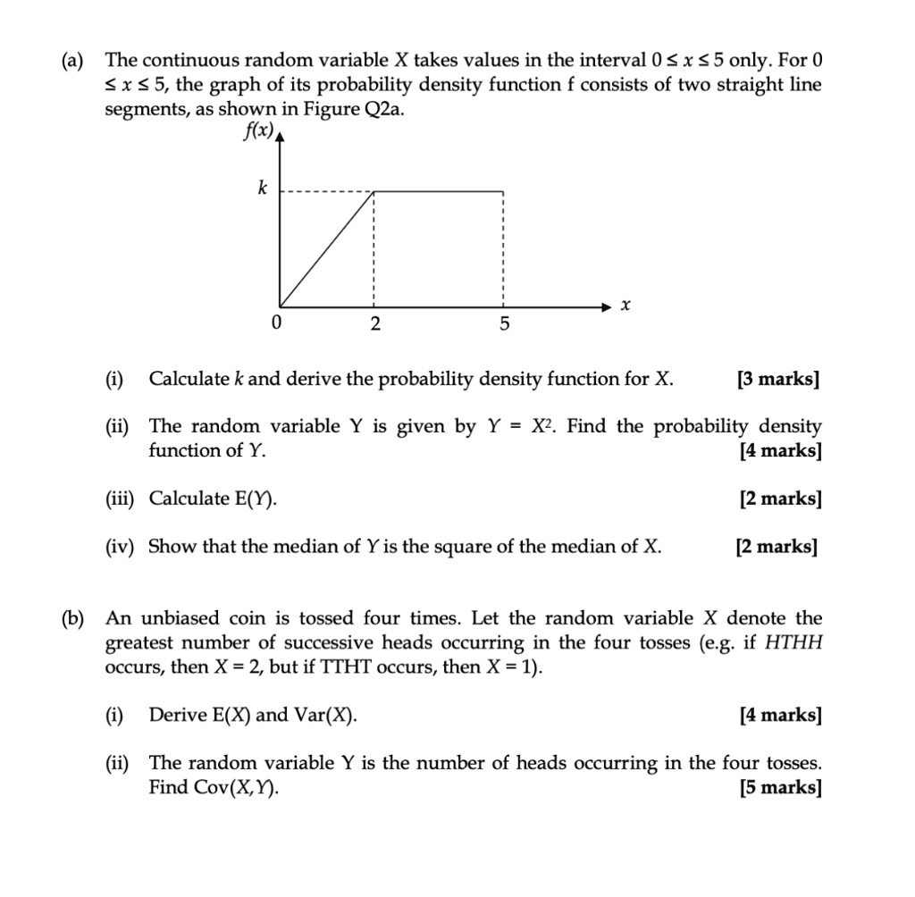 Solved A The Continuous Random Variable X Takes Values In The Interval 0