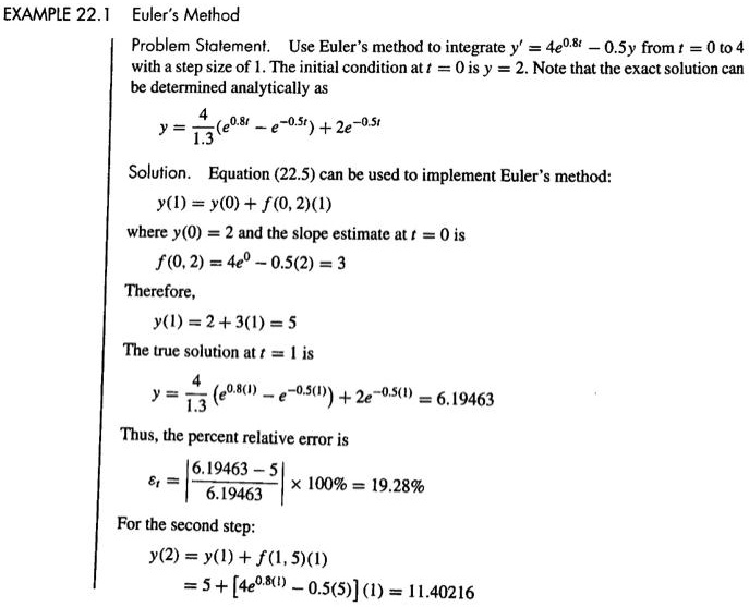 SOLVED: EXAMPIE 22.1 Euler' Method Problem Statement; Use Euler's ... SOLVED: EXAMPIE 22.1 Euler' Method Problem Statement; Use Euler's ...