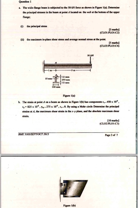 Question 1 a. The wide-flange beam is subjected to the 50-kN force as ...
