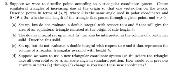 SOLVED: want describe points according Suppoze triangular coordinate ...