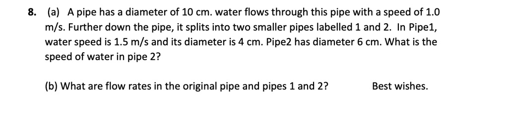 a a pipe has a diameter of 10 cm water flows through this pipe with a ...