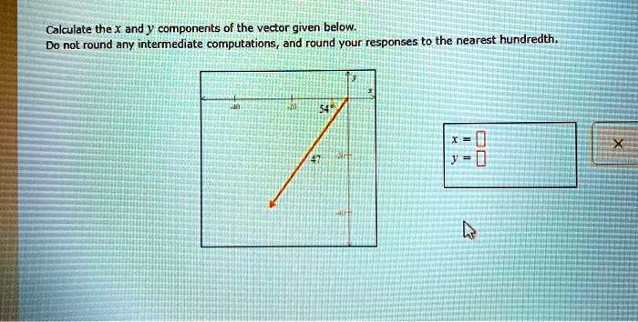 Solved Calculate The X And Y Components Of The Vector Given Below Do Not Round Any Intermediate 