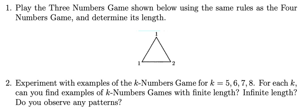 1. Play the Three Numbers Game shown below using the same rules as the ...