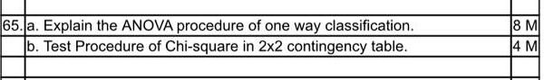 SOLVED: 65.a. Explain the ANOVA procedure of one-way classification. b ...