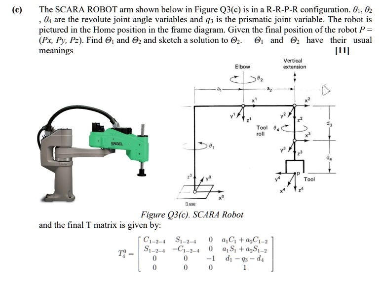 (c) The SCARA ROBOT arm shown below in Figure Q3(c) is in a R-R-P-R ...