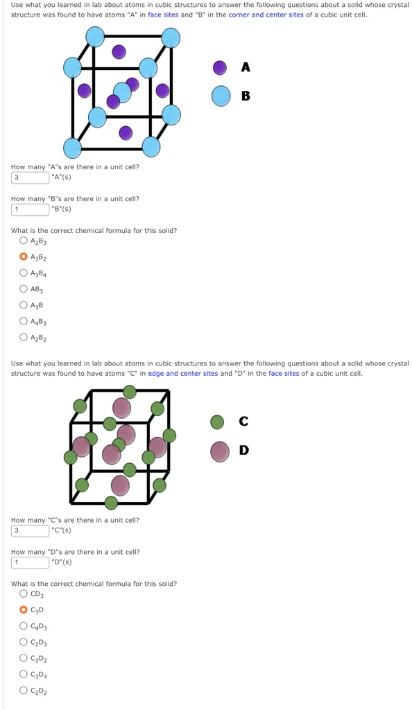 use what you learned in lab about atoms in cubic structures to answer ...