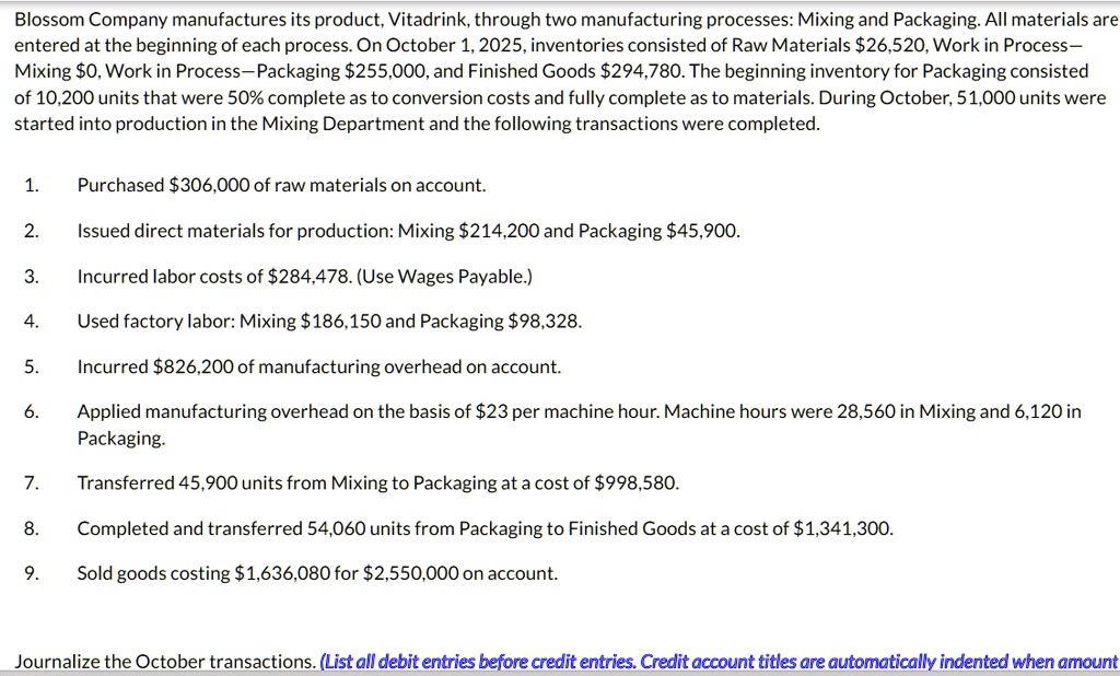 SOLVED: Journalize the October transactions. (List all debit entries ...
