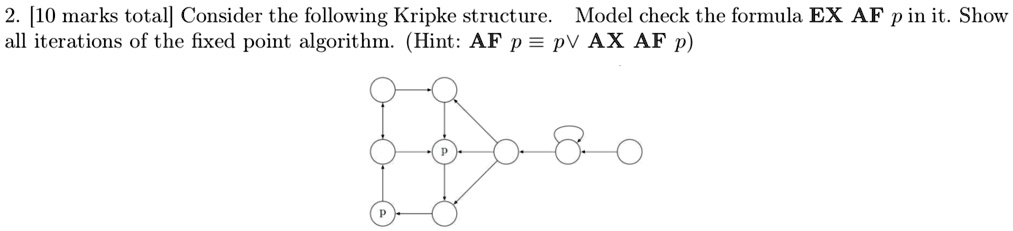 SOLVED: Texts: 2. [10 marks total] Consider the following Kripke structure. Model check the ...