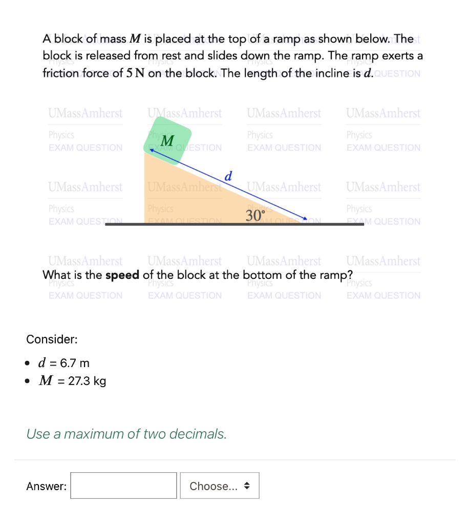 SOLVED:A block of mass M is placed at the top of a ramp as shown below ...