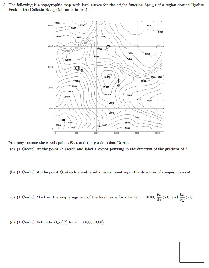 The following is a topographic map with level curves for the height ...
