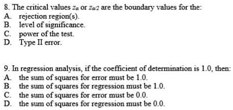 8 the critical values za or ze are the boundary values for the b ...