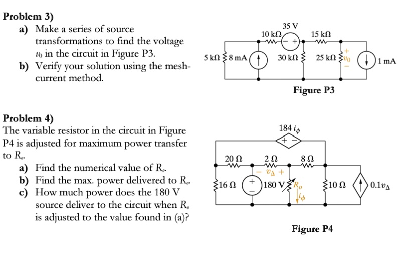 Problem 3) a) Make a series of source transformations to find the voltage vo in the circuit in ...