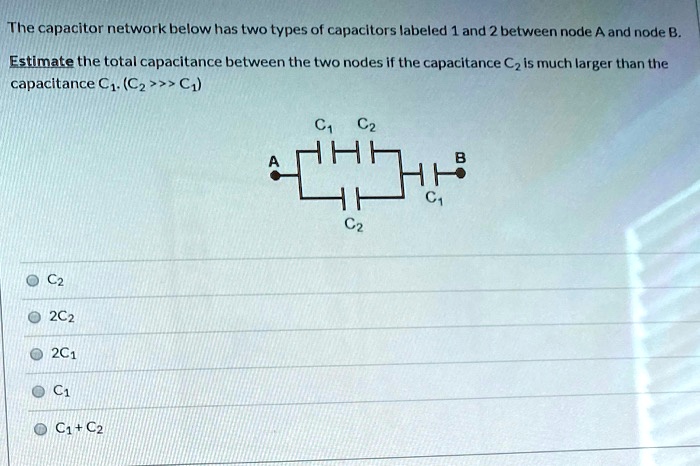The capacitor network below has two types of capacitors labeled C1 and ...