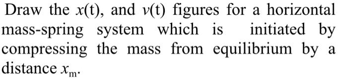 draw the xt and vt figures for a horizontal mass spring system which is ...