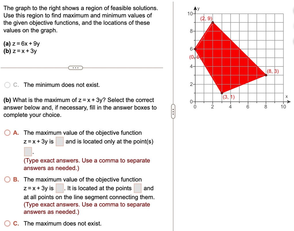 SOLVED: The graph to the right shows a region of feasible solutions. Use this region to find the ...