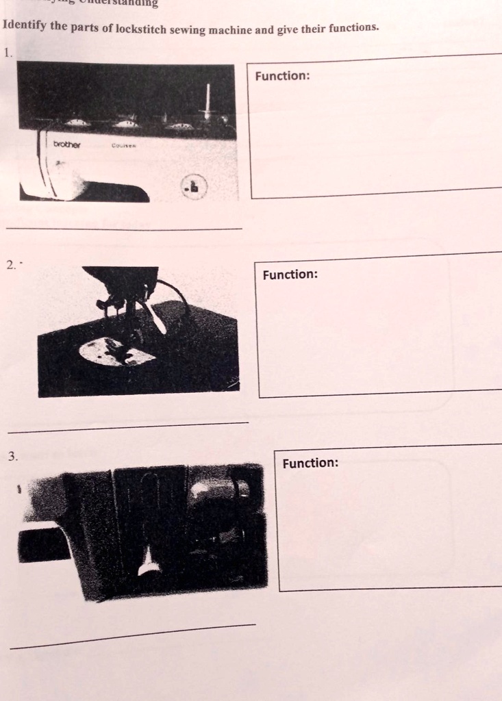Identify the parts of a lockstitch sewing machine and give their ...