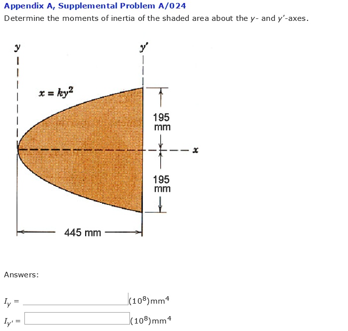 Appendix A, Supplemental Problem A/024 Determine the moments of inertia ...