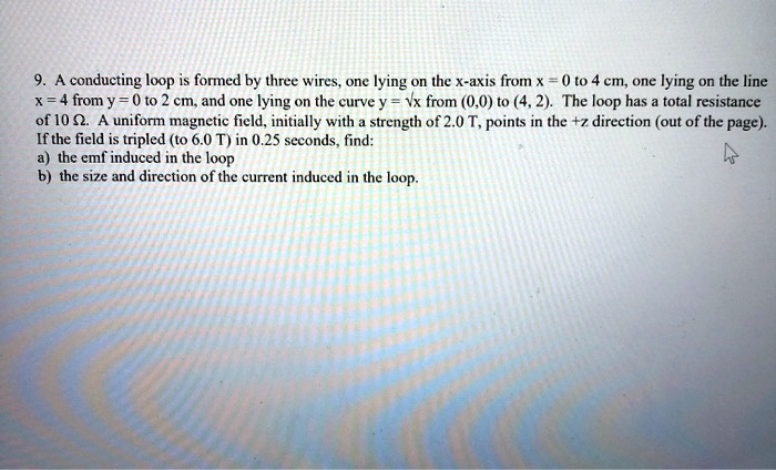 9. A conducting loop is formed by three wires, one lying on the x-axis ...