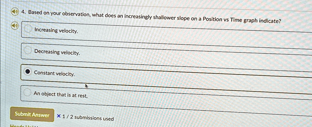 SOLVED: Based on your observation, what does an increasingly shallower slope on a Position vs ...