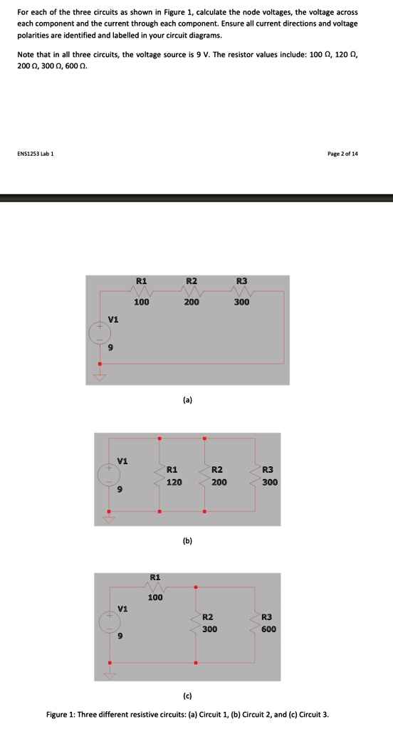 SOLVED: For each of the three circuits as shown in Figure 1, calculate the node voltages, the ...