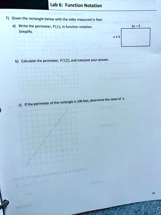 SOLVED: Lab 6: Function Notation Given the rectangle below with the ...