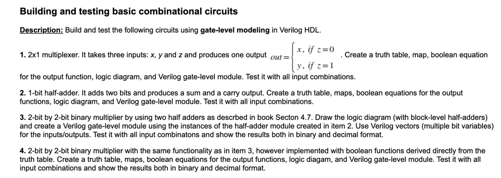 Solved Building And Testing Basic Combinational Circuits Description 2424