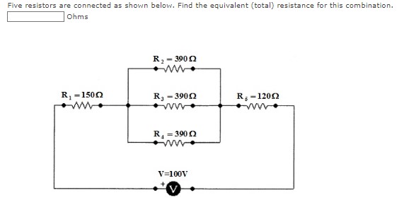 SOLVED: Five resistors are connected as shown below. Find the ...