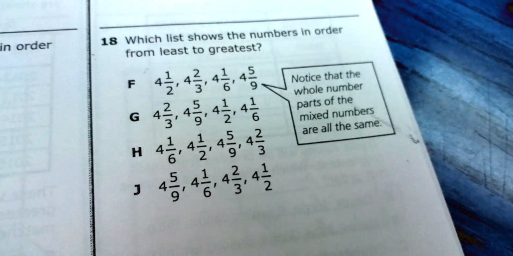 SOLVED 18 Which List Shows The Numbers In Order From Least To Greatest SOLVED 18 Which List Shows The Numbers In Order From Least To Greatest