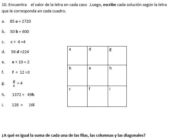 SOLVED: ayuda por favor doy corona 10. Encuentra el valor de la letra ...
