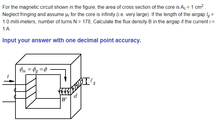 SOLVED: For the magnetic circuit shown in the figure, the area of cross section of the core is A ...
