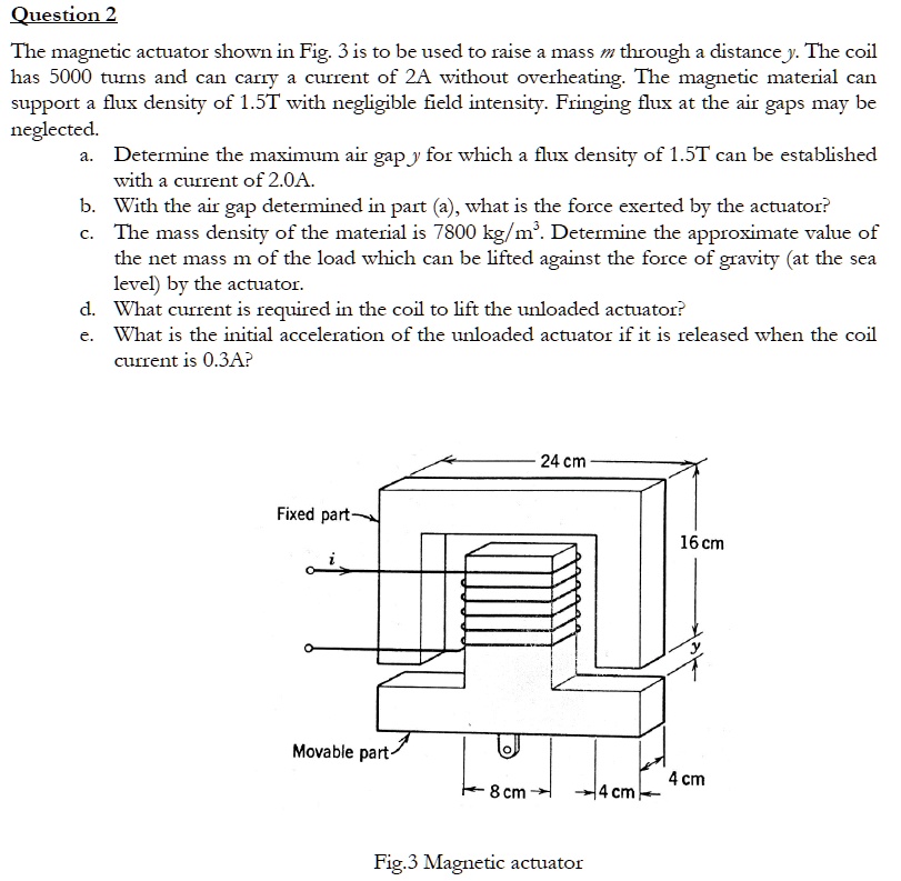 SOLVED: Question 2 The magnetic actuator shown in Fig. 3 is to be used ...
