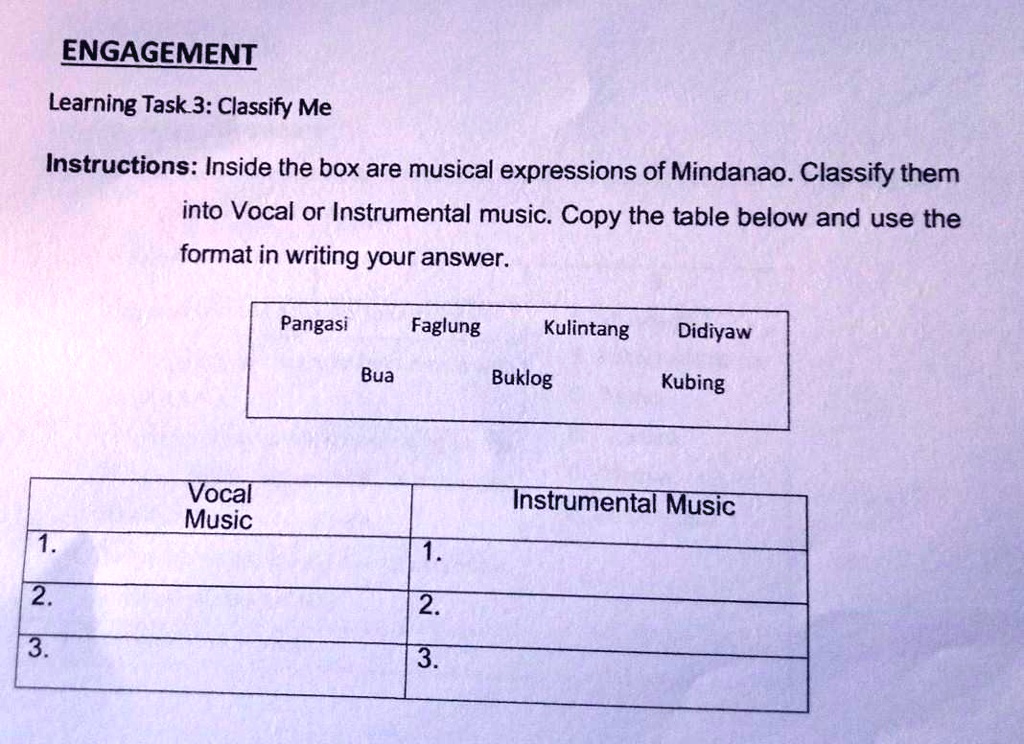 SOLVED: Learning Task 3: Classify Me Instructions: Inside the box are ... SOLVED: Learning Task 3: Classify Me Instructions: Inside the box are ...