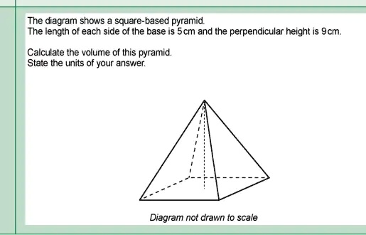 The diagram shows square-based pyramid The length of each side of the ...