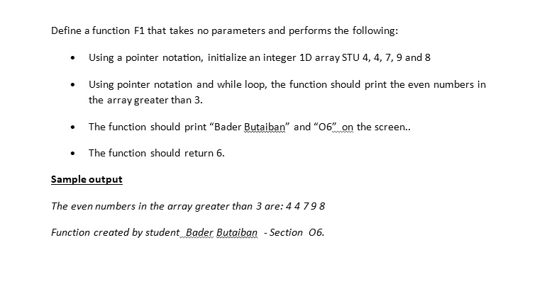 Solved Text C Define A Function F1 That Takes No Parameters And Performs The Following 0211