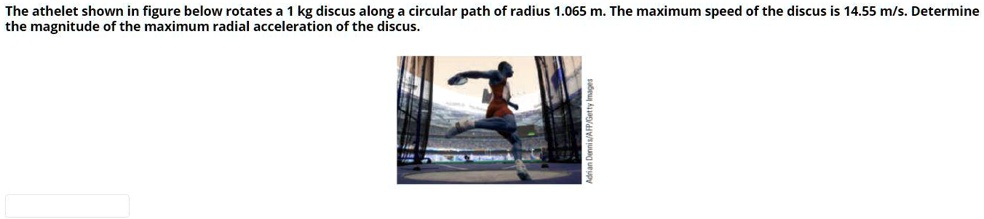 SOLVED: The athelet shown in figure below rotates kg discus along ...