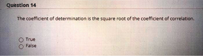 Solved Question 14 The Coefficient Of Determination Is The Square Root