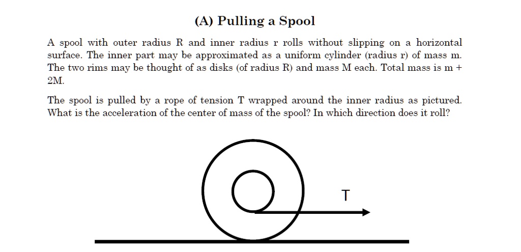 a pulling a spool a spool with outer radius r and inner radius rolls ...