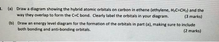 SOLVED: Draw a diagram showing the hybrid atomic orbitals on carbon in ...