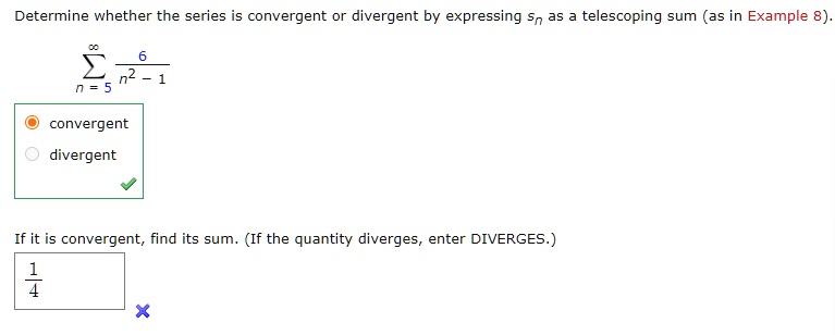 SOLVED: Determine whether the series is convergent or divergent by ...