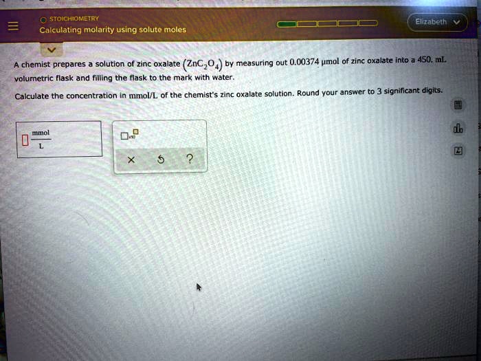 SOLVED: Stoichiometry: Calculating molarity using solute moles ...