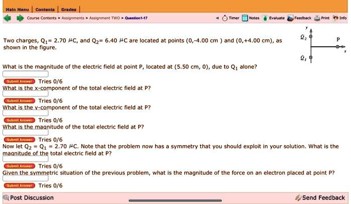 SOLVED: Texts: Two charges, Q1 = 2.70 μC and Q2 = 6.40 μC, are located at points (0, -4.00 cm ...