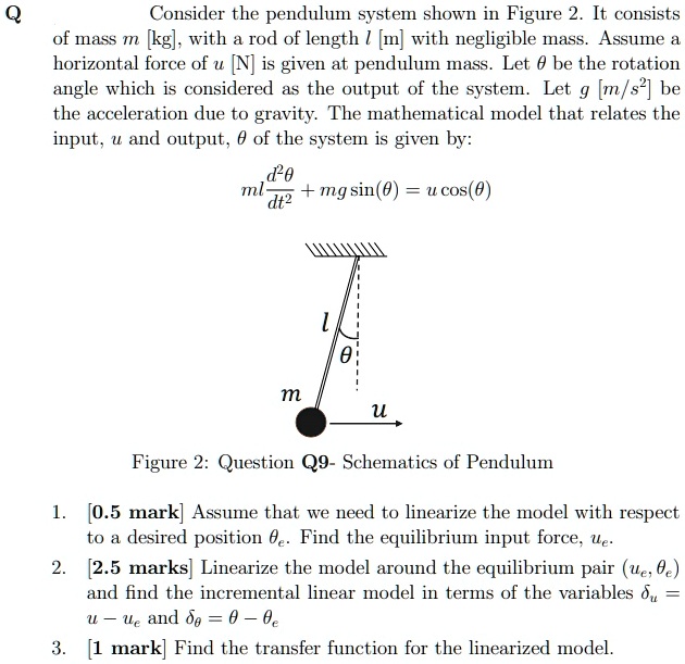 SOLVED: Please write with clear steps and reasons. Thanks Q Consider the pendulum system shown ...