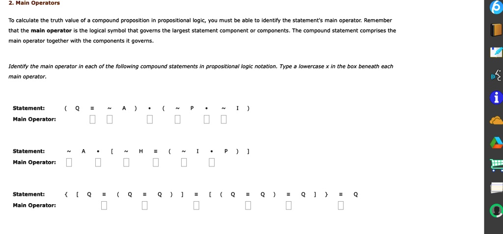 Solved Main Operators To Calculate The Truth Value Of Compound Proposition Propositional Logic